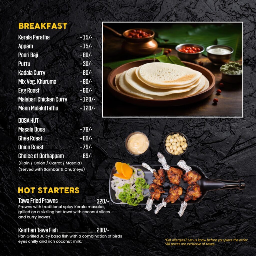 Menu Kalpetta – Holidays Group